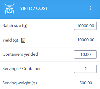 Support Recipe Costing