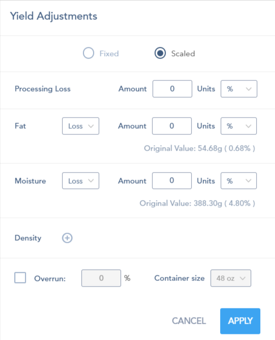 Support Recipe Costing