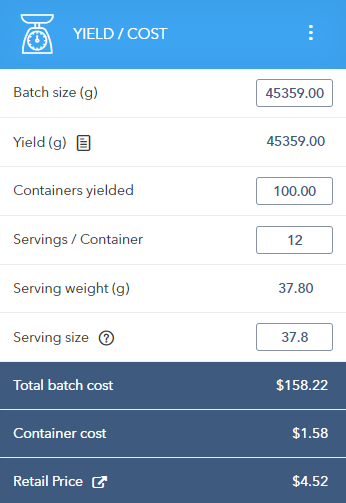 Support Recipe Costing